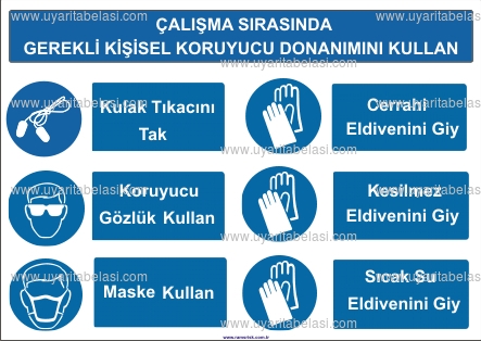 Gerekli KKD kullan, ikaz levhası, uyarı tabelası