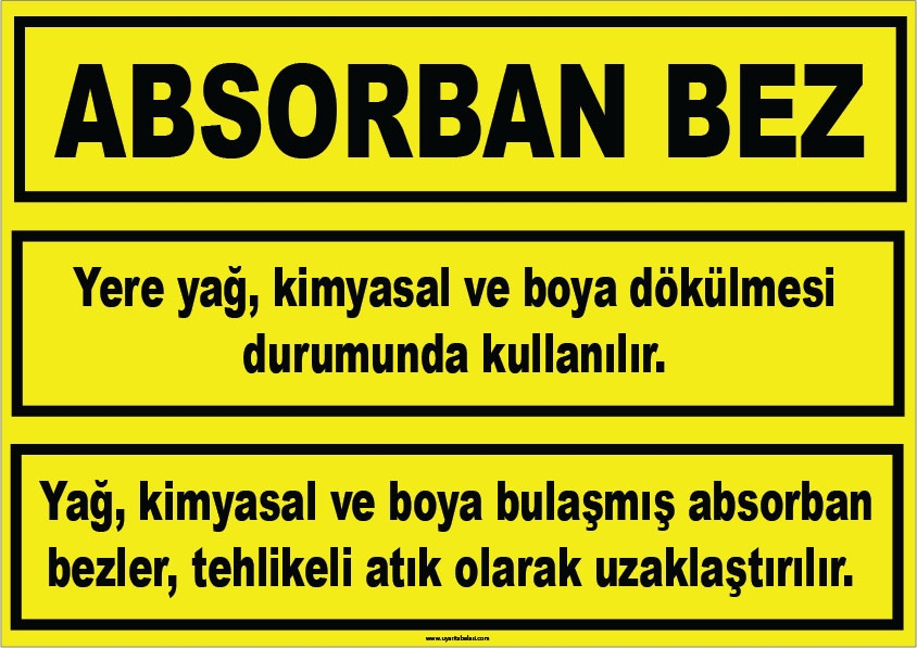 Absorban bez malzemesi talimatı levhası/tabelası